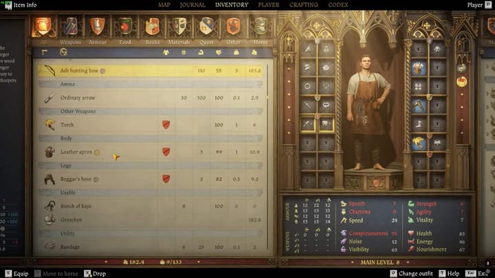 Inventory in Kingdom Come Deliverance 2, explained