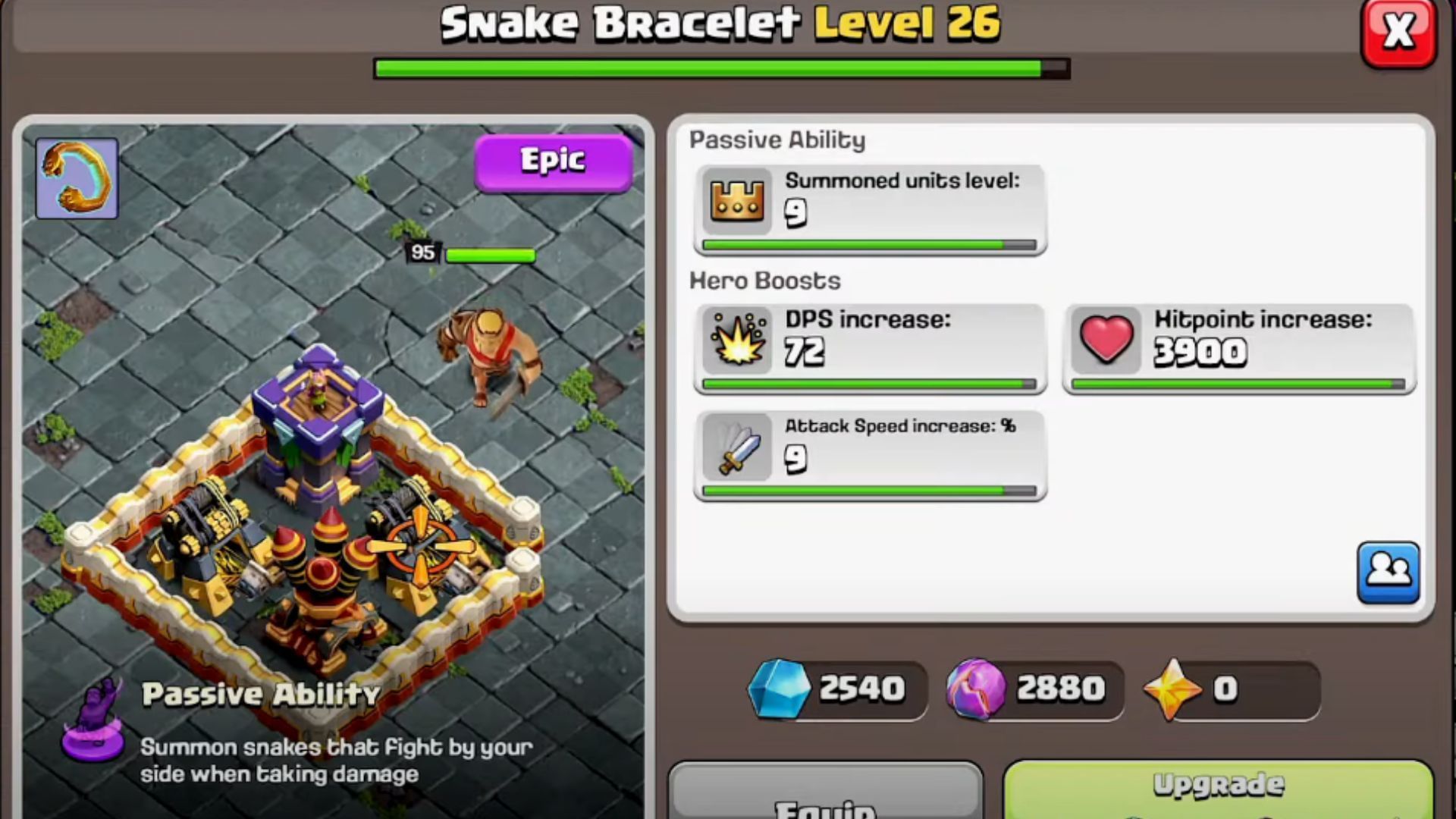 Clash of Clans Snake Bracelet Hero Equipment: Ability, stats, and more