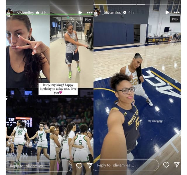 PIC: Notre Dame's Olivia Miles dedicates a special message to "king ...