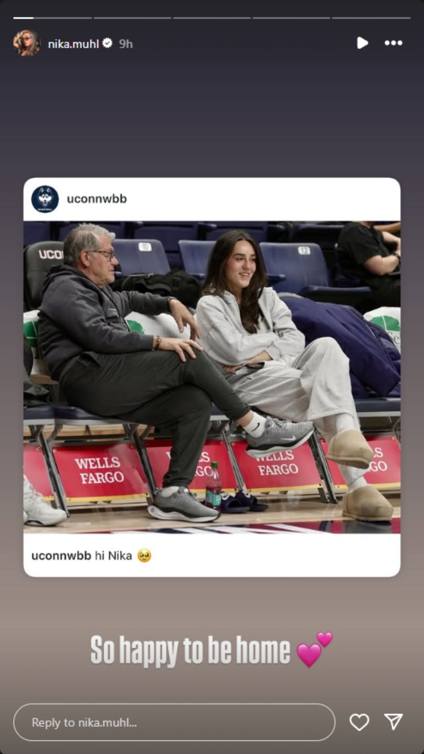 Nika Muhl drops 5-word reaction to emotional UConn return