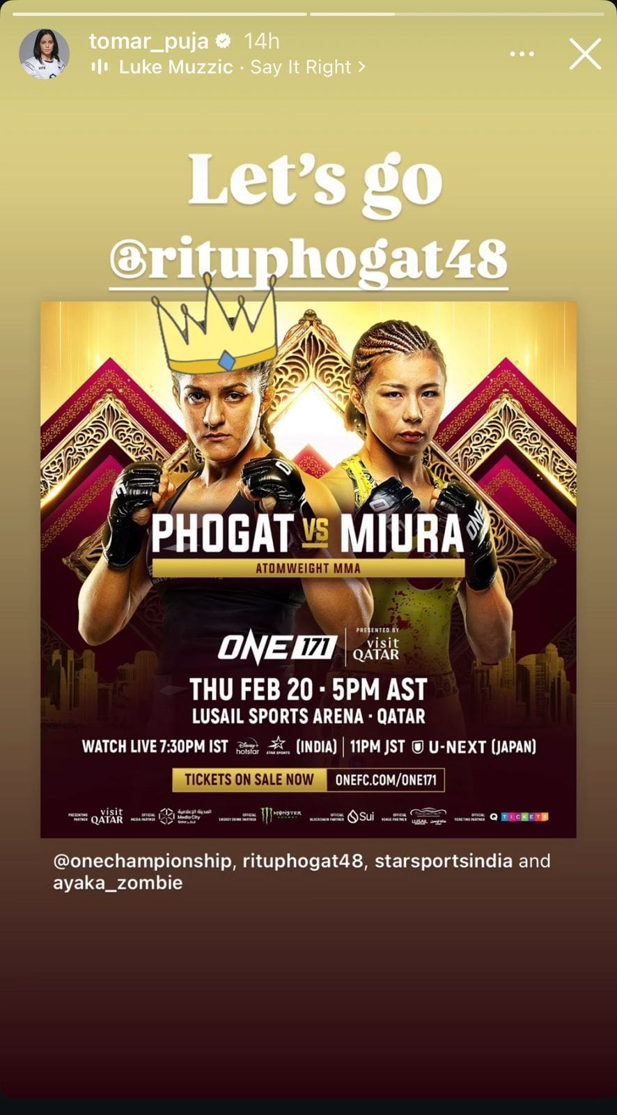 Ritu Phogat: UFC star Puja Tomar shows support for fellow Indian Ritu ...