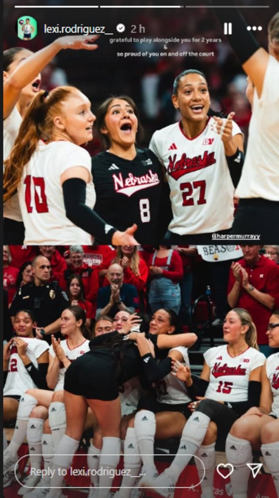 "Grateful to play alongside you"- Former Nebraska Volleyball player ...