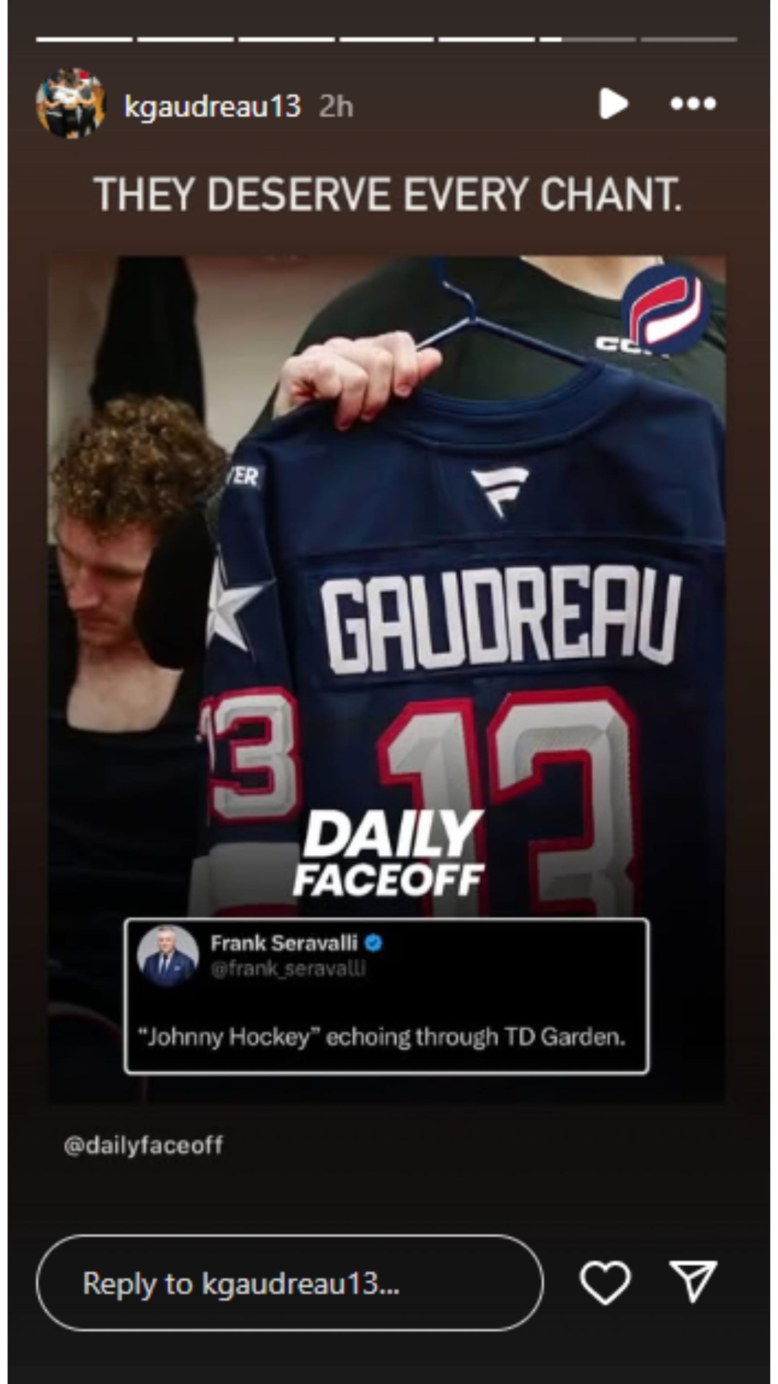 Johnny Gaudreau's sister Katie reacts to TD Garden crowd's "Johnny ...