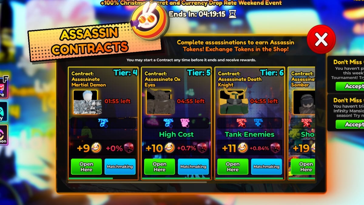 Anime Adventures Assassin Contracts event guide