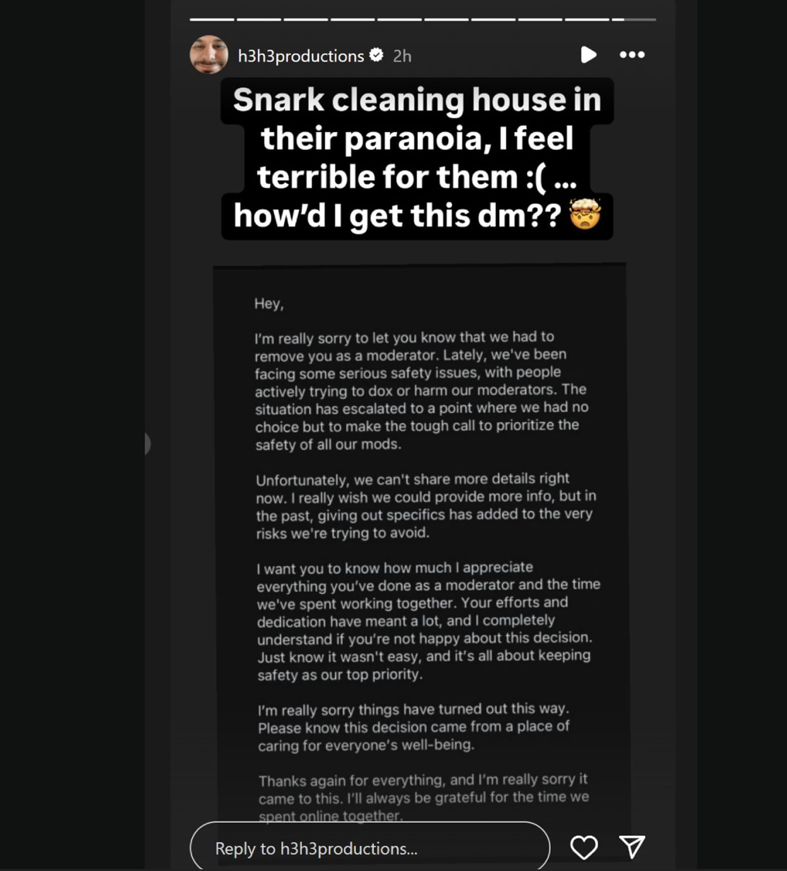 Ethan Klein shows alleged message suggesting that r/h3snark moderators ...