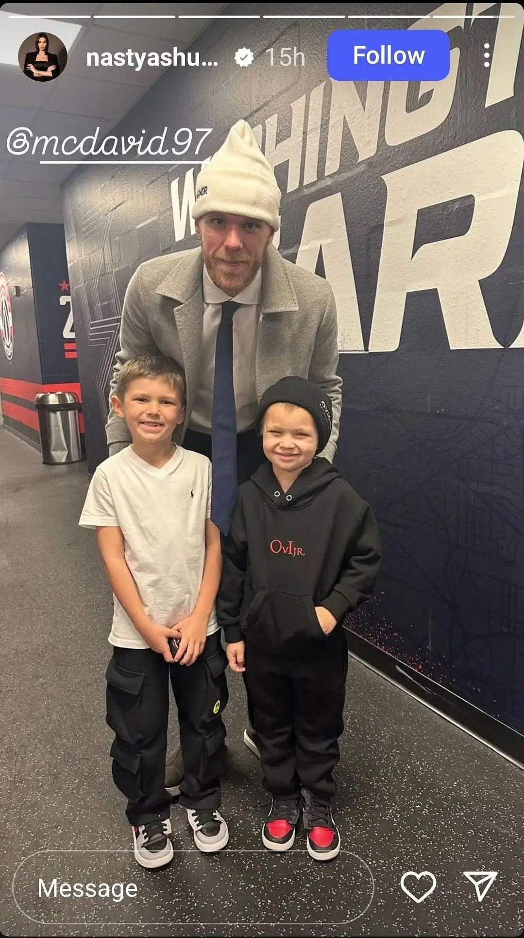 Connor McDavid poses with Alex Ovechkin's sons following Edmonton ...