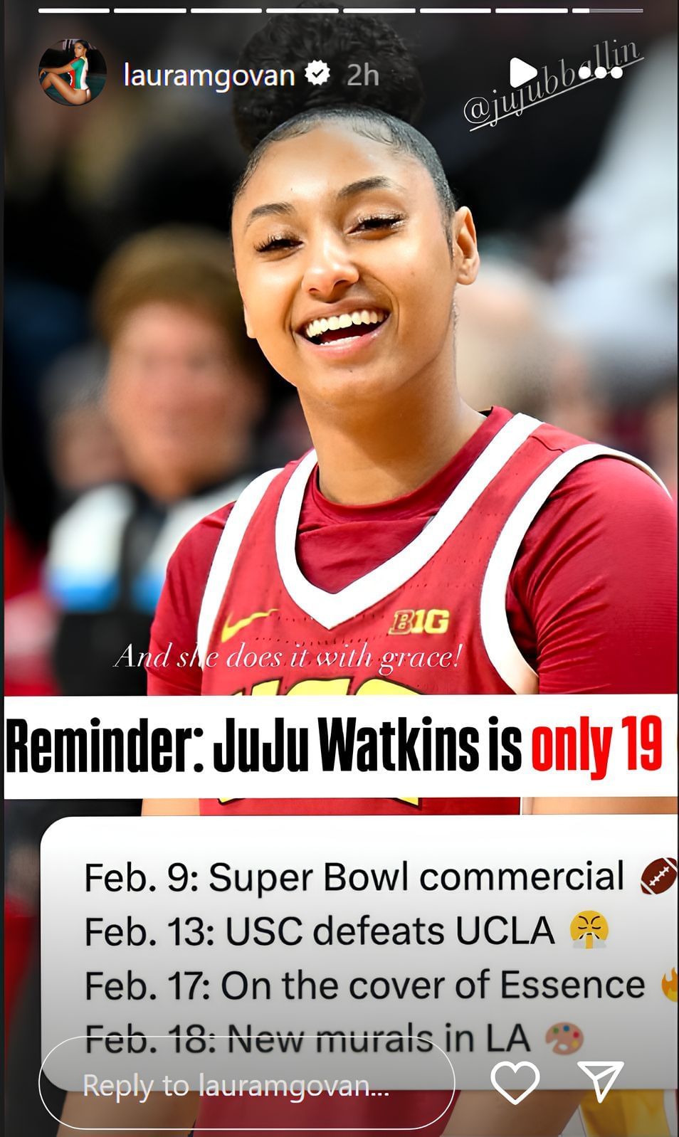 JuJu Watkins: "She does it with grace": Gilbert Arenas' ex Laura Govan applauds JuJu Watkins ...