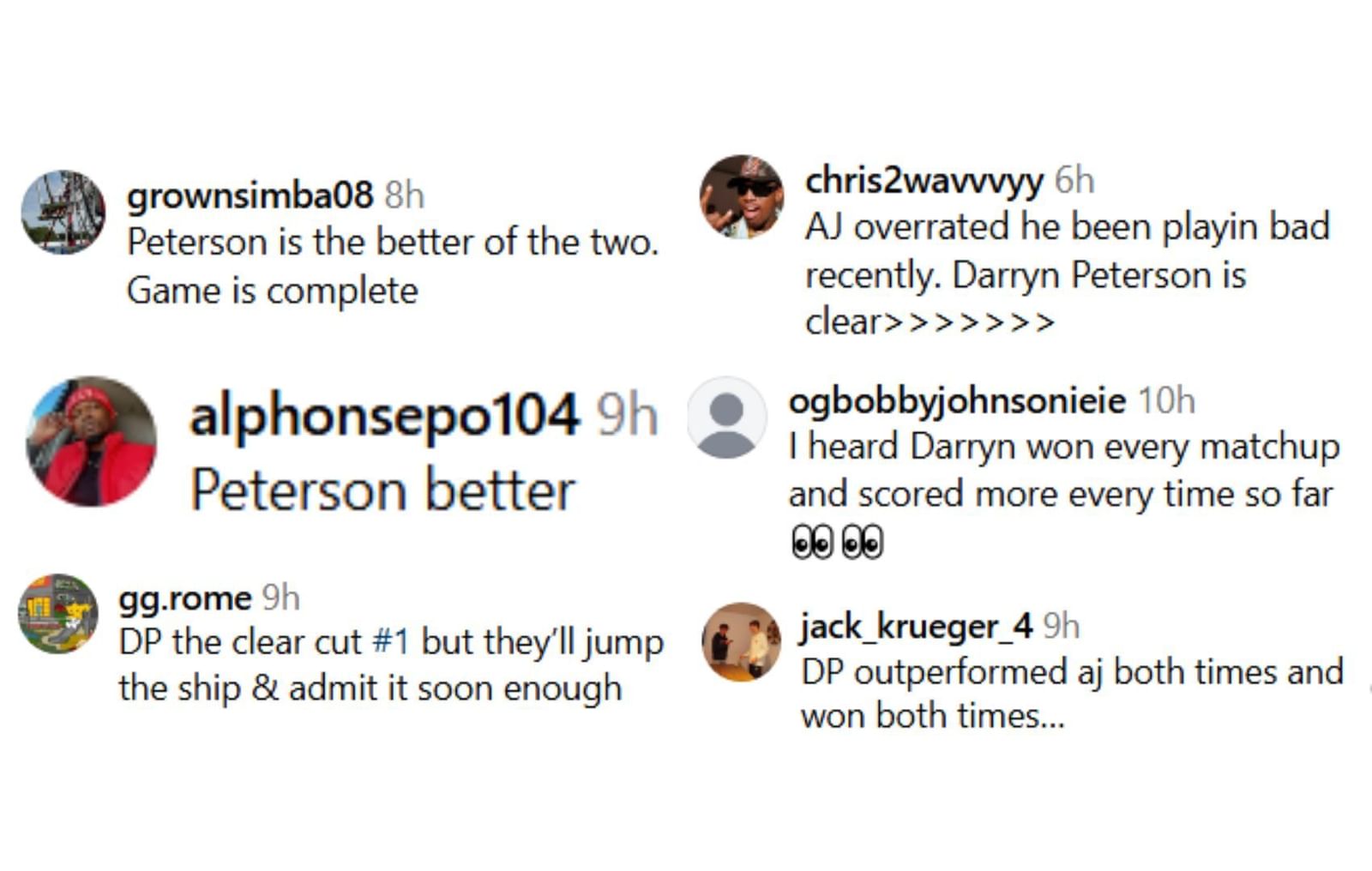 Darryn Peterson: “DP outperformed AJ both times and won both times ...