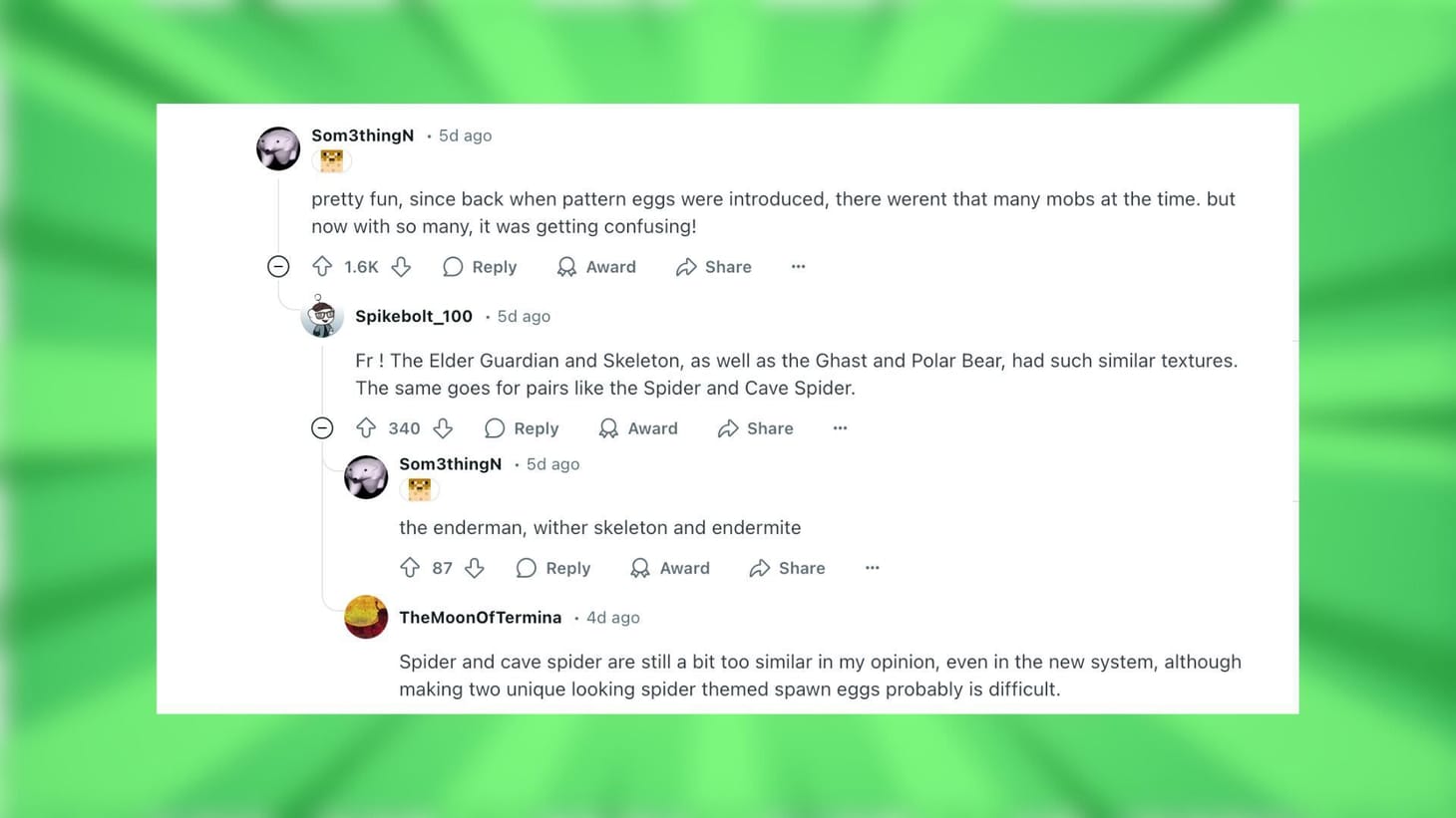 Minecraft fans are happy about new spawn egg changes in the latest snapshot