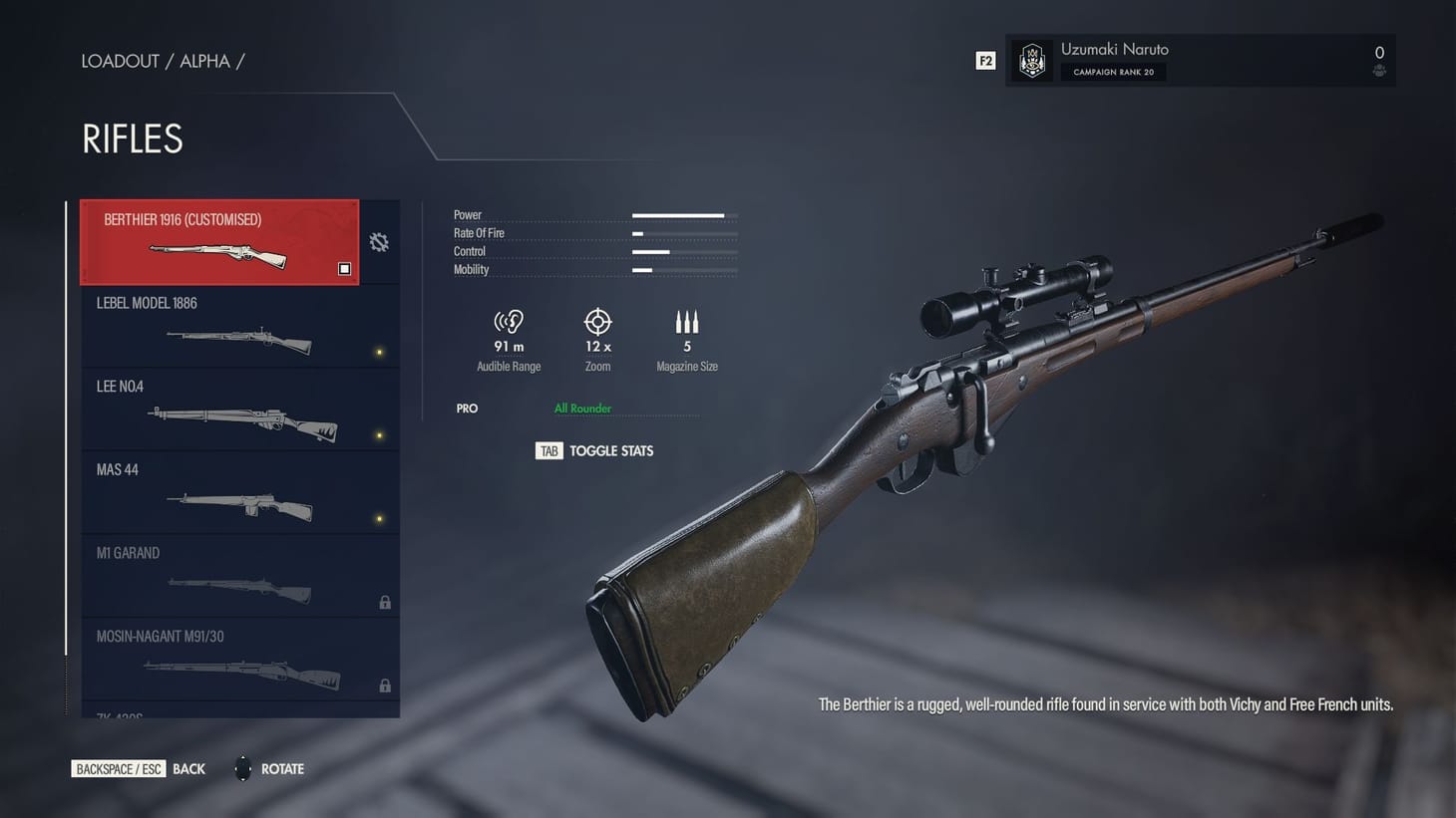 Sniper Elite Resistance rifles tier list