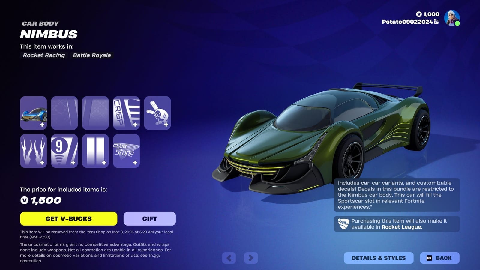 How to get the Nimbus AC Milan (Puma x Off-White) car skin in Fortnite