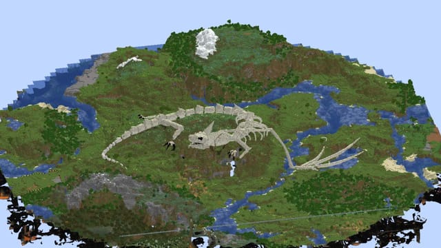 "Wow is all I can say": Minecraft player creates giant dragon skeleton ...