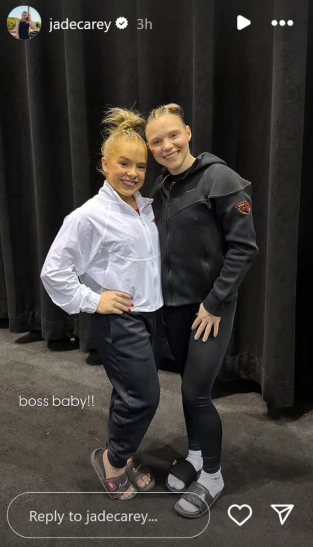 Olympic gold medalist Jade Carey drops 2-word reaction on reunion with ...