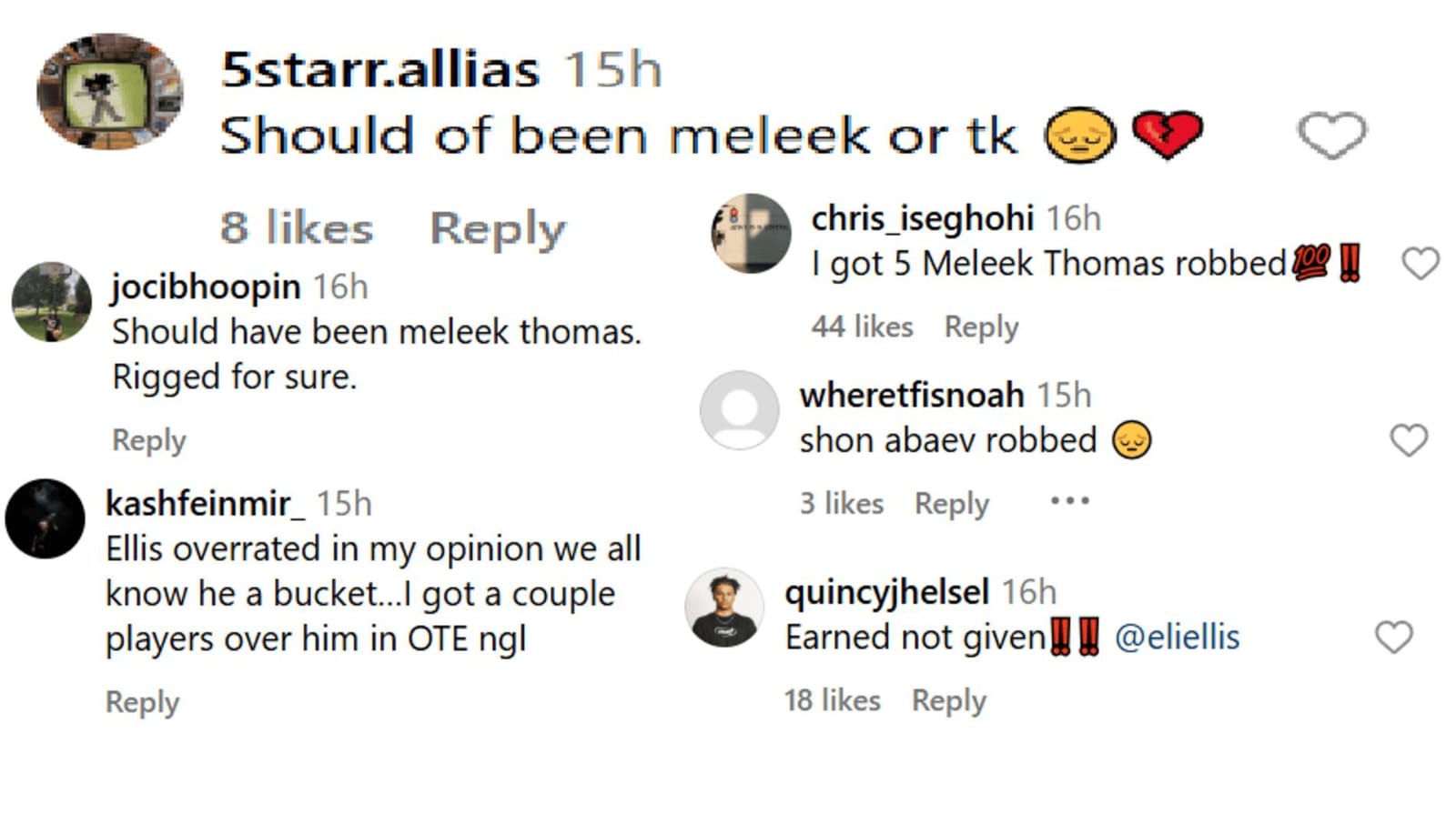 “Should have been Meleek or TK”: Hoops fans react as Eli Ellis wins OTE ...