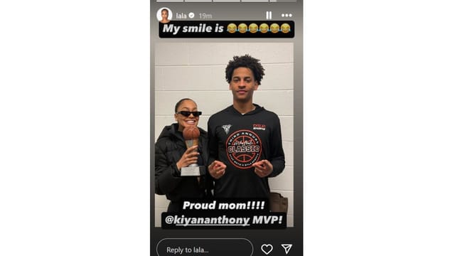 Proud mom La La Anthony glows as son Kiyan Anthony wins MVP award with ...