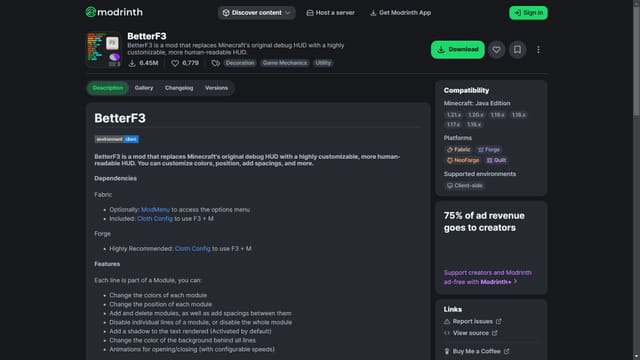 This Minecraft mod lets you customize Java Edition's F3 debug screen