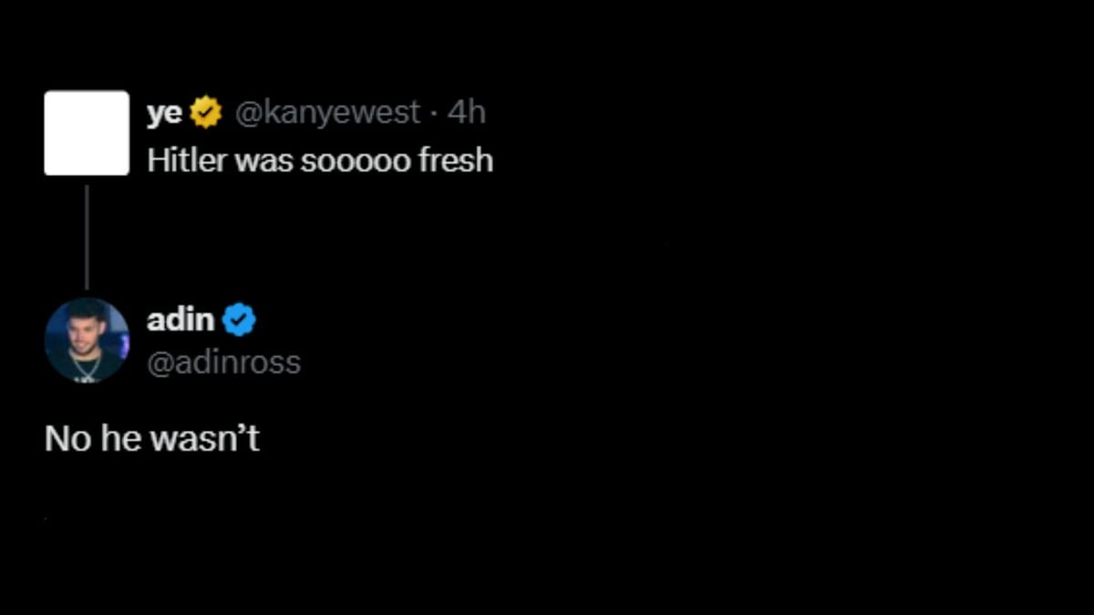 Adin Ross stands up to Kanye West's post on X where the rapper said ...