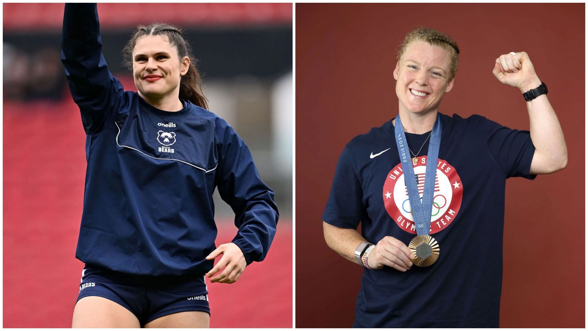 Ilona Maher shares a frame with fellow US Olympic medalist Alev Kelter ...