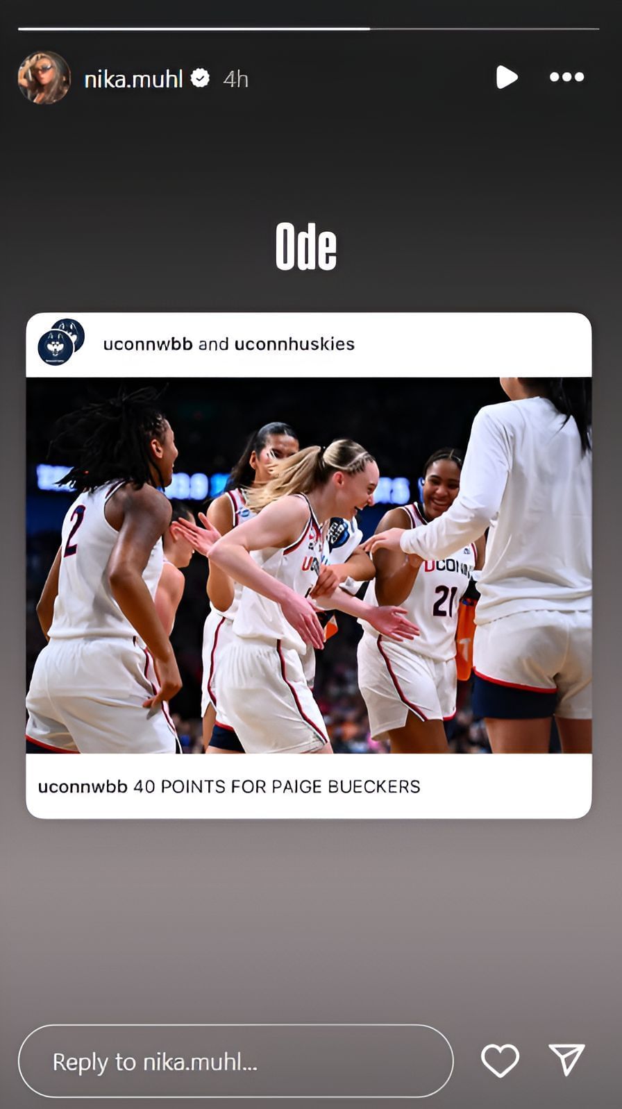 Paige Bueckers: Nika Muhl drops 1-word reaction after Paige Bueckers joins exclusive list ...