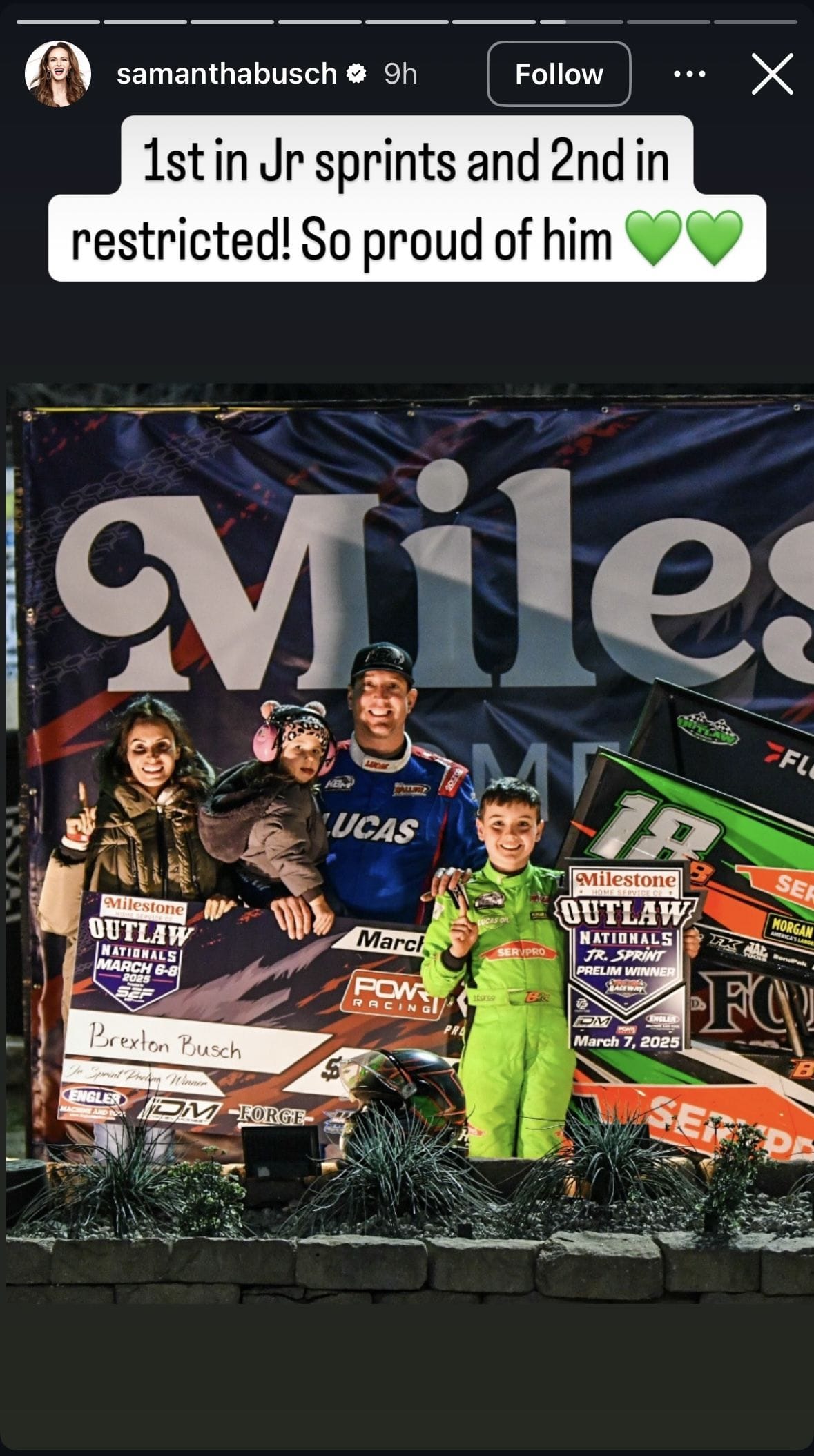 Kyle Busch’s wife and daughter share a 'proud' moment as Brexton ...