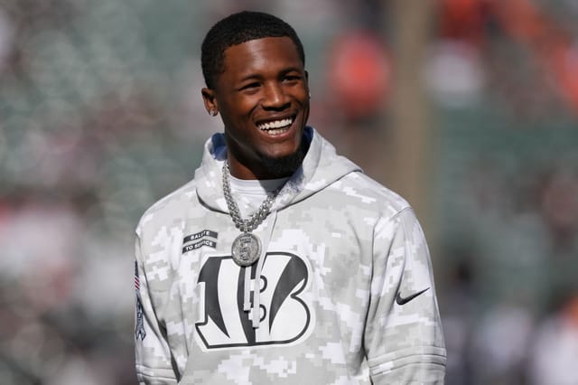 Bengals WR Tee Higgins reacts after getting $115,000,000 contract extension
