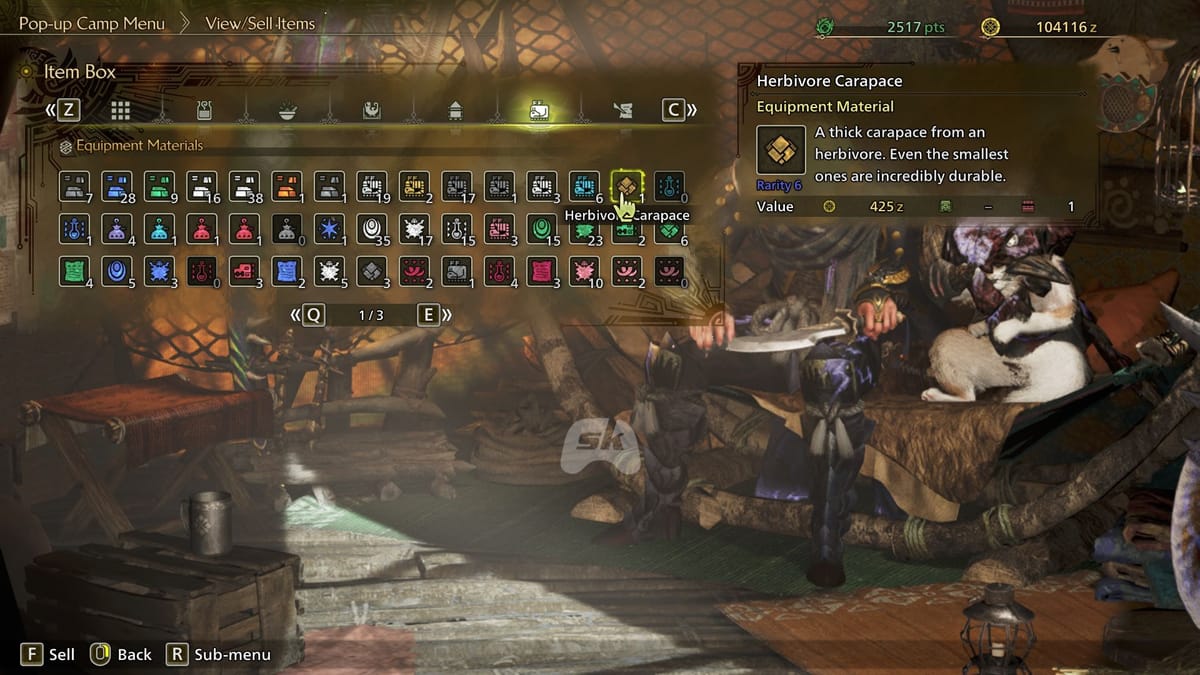 Where to find Herbivore Carapace in Monster Hunter Wilds