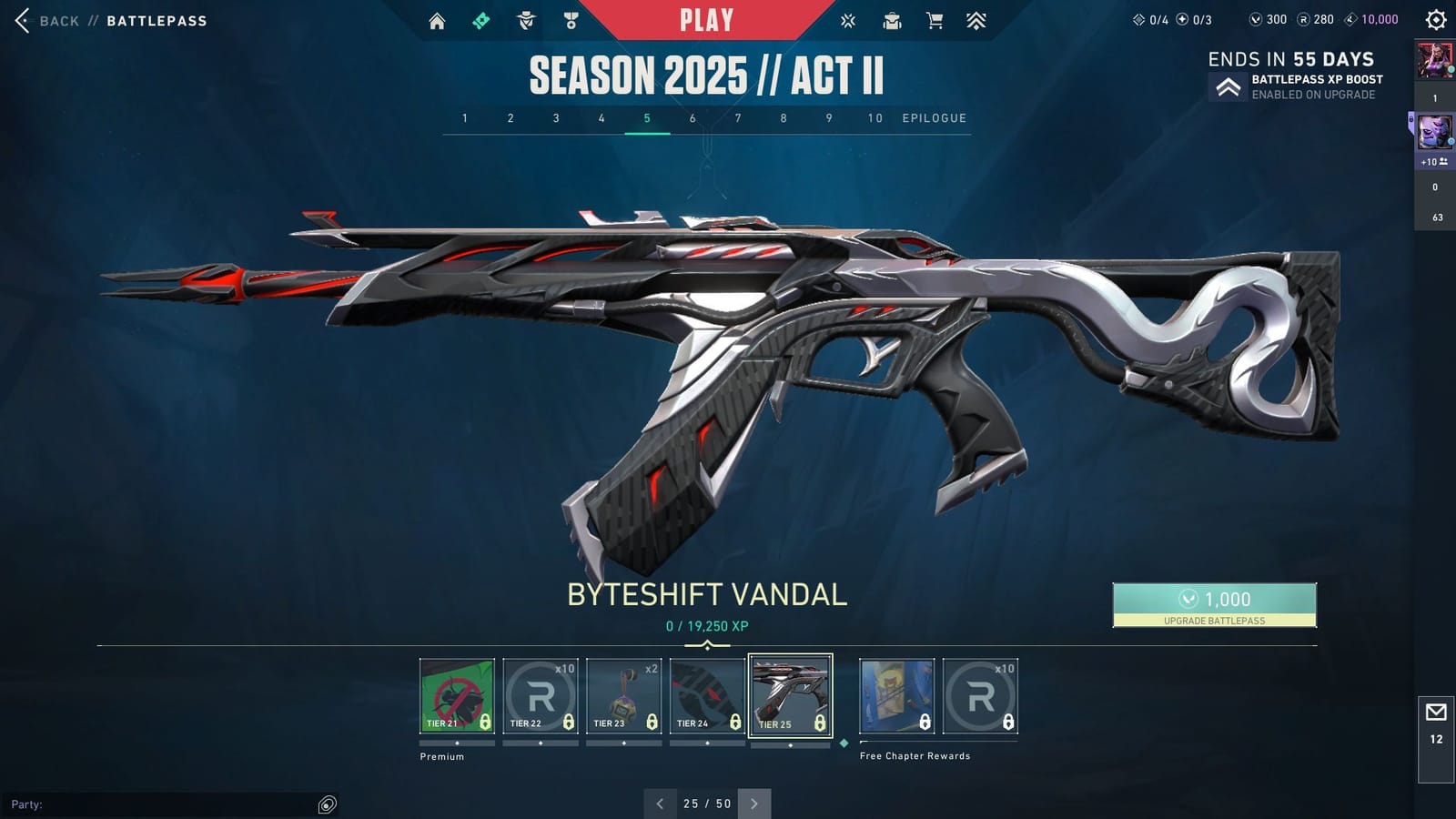 Valorant Season 2025 Act 2: All Battlepass tiers and rewards