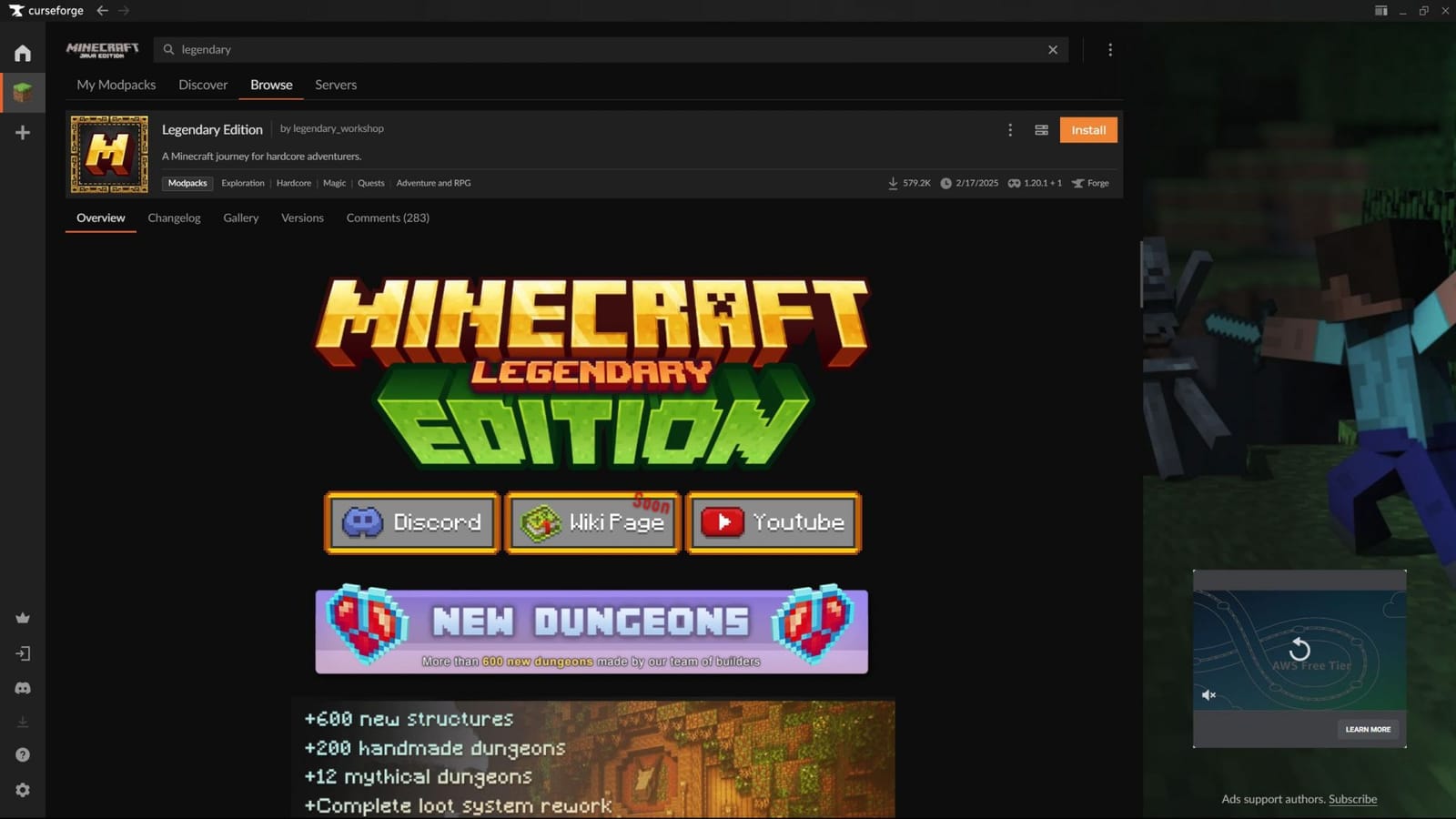 How to install and play Minecraft Legendary Edition
