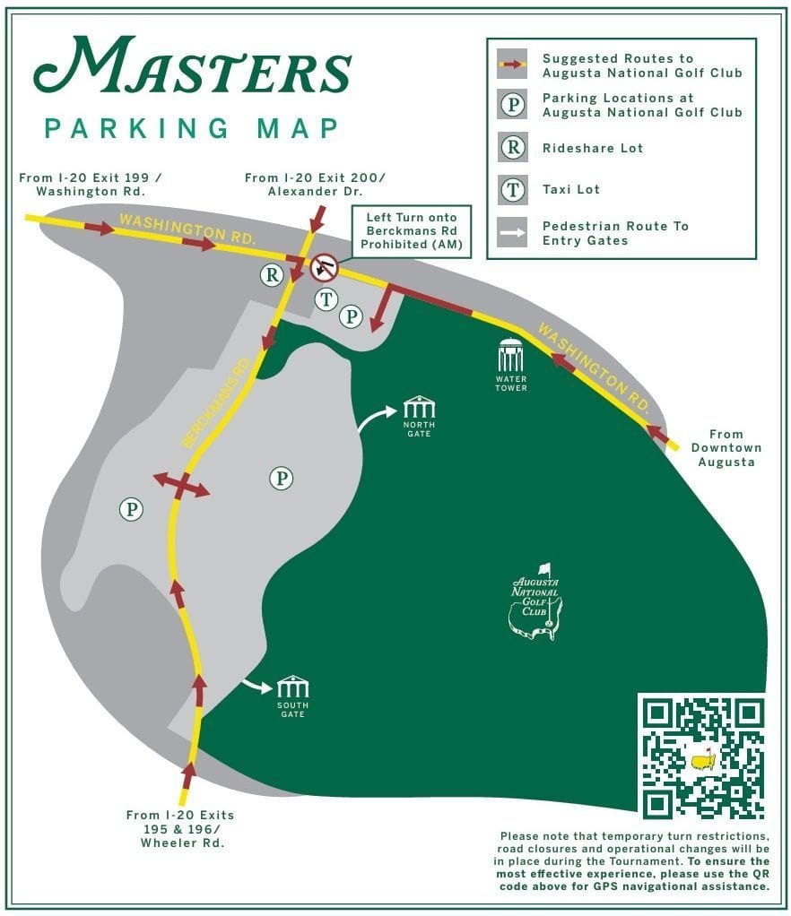 Directions for the 2025 Masters Tournament : Parking Map for the 2025 Masters Tournament and more