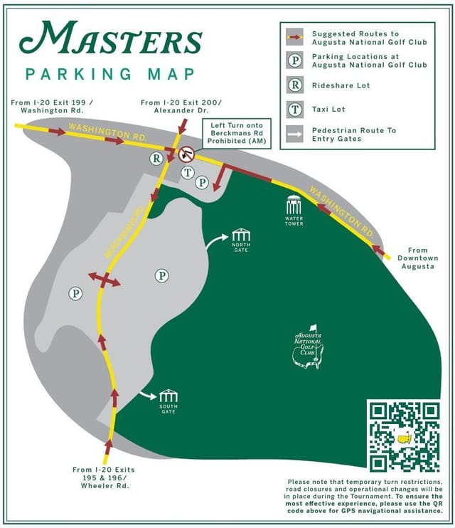 Directions for the 2025 Masters Tournament : Parking Map for the 2025 ...