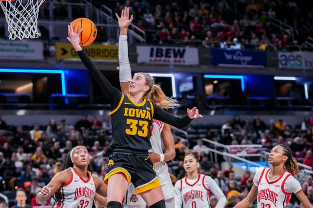 Iowa: Iowa's Callie Levin drops 3-word reaction as Lucy Olsen makes it ...