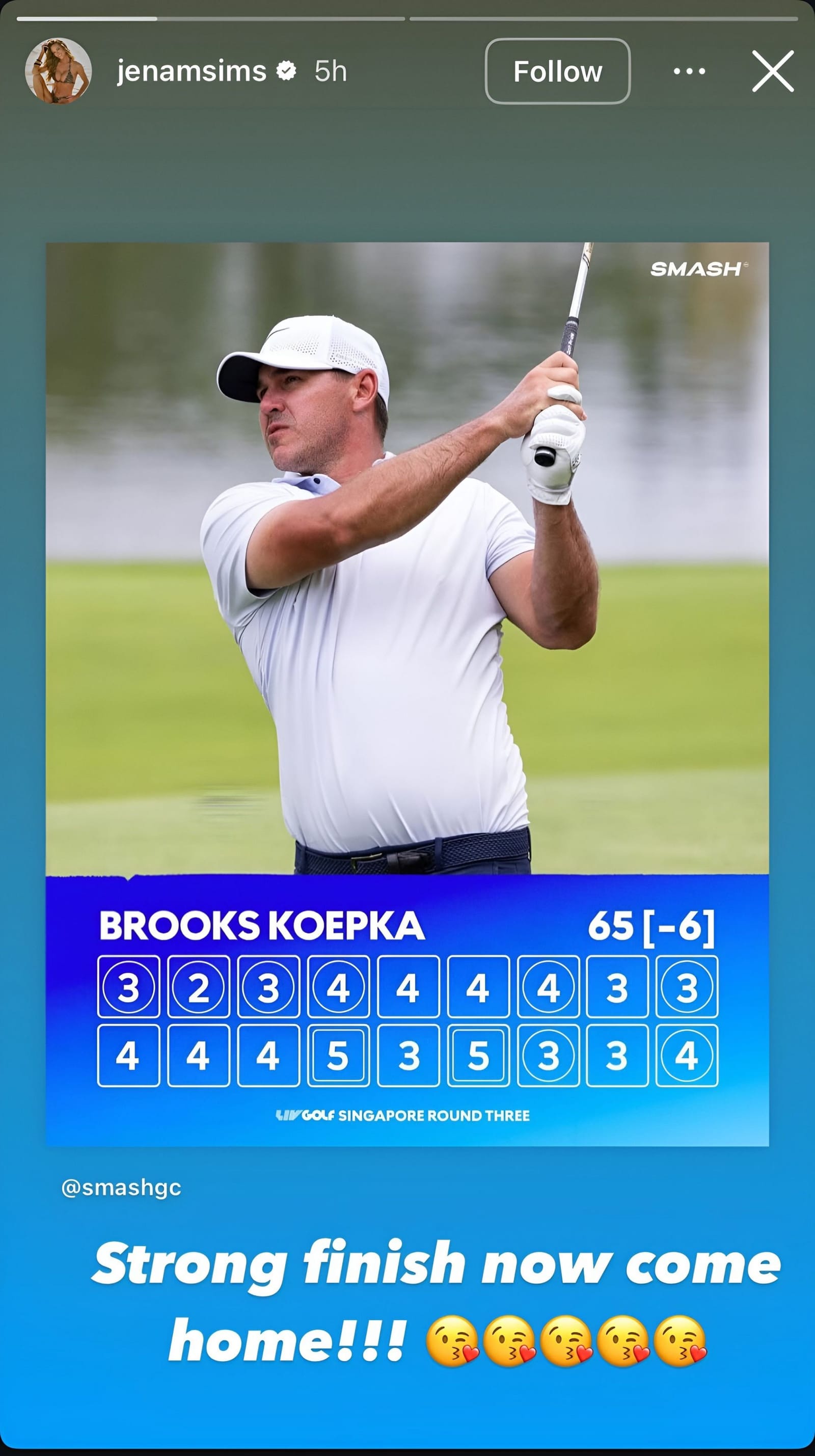 Jena Sims asks Brooks Koepka to "come home" after strong finish at LIV ...