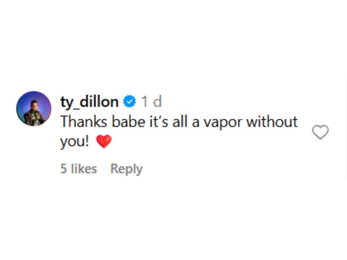 "It’s all a vapor without you": Ty Dillon gives touching reply to beau ...