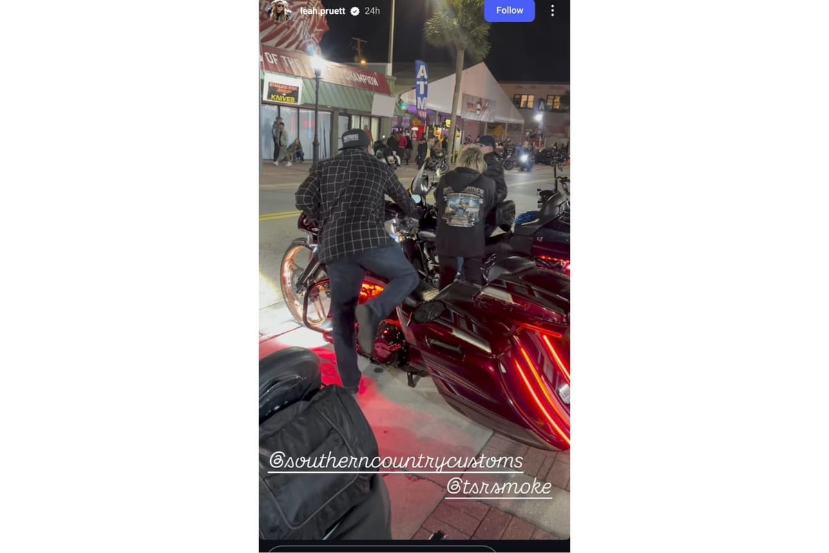 Millionaire Tony Stewart and wife Leah Pruett turn heads on Harley built by Rusty Wallace's ...