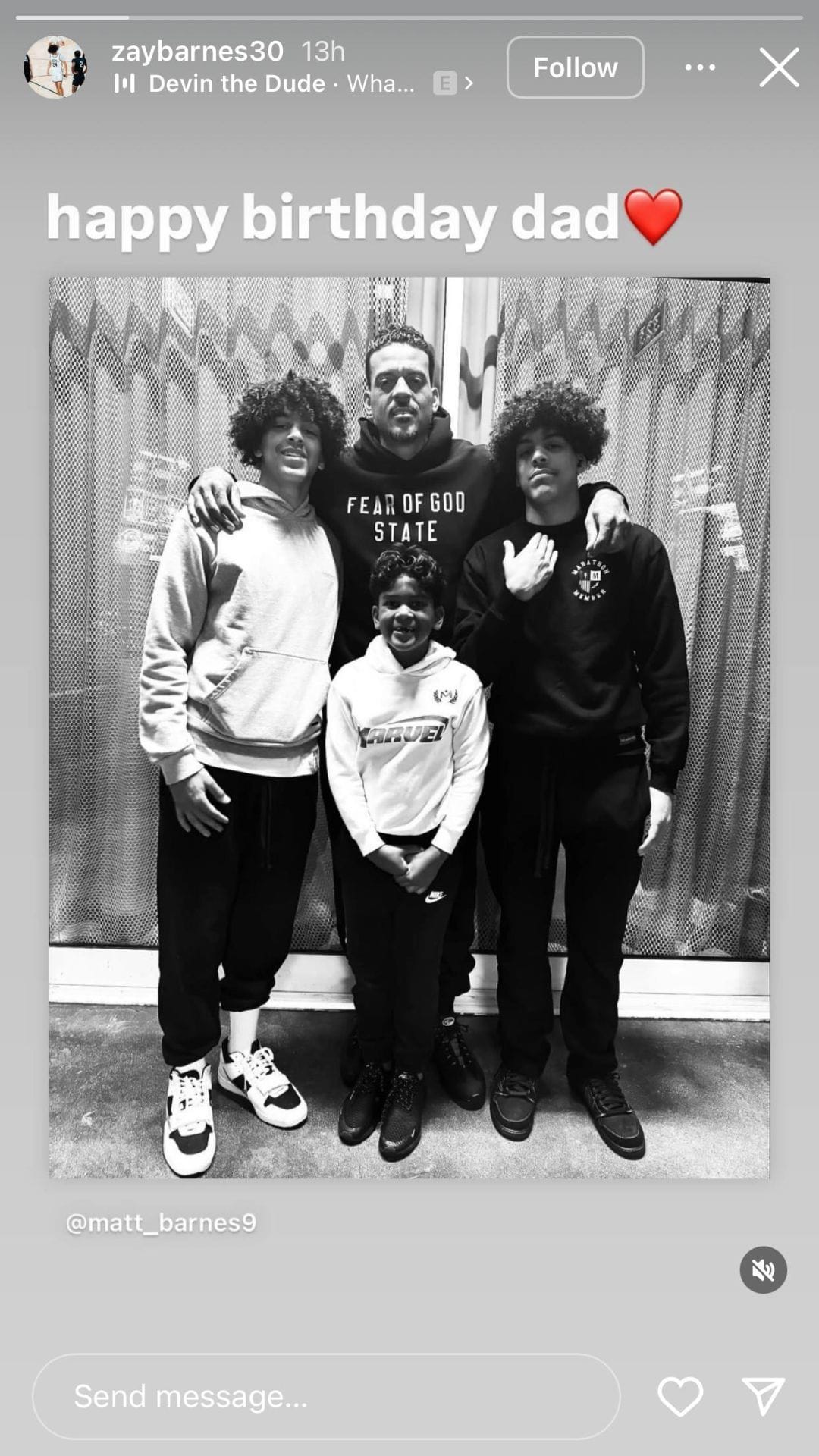 Matt Barnes' son Isiah Barnes sends birthday wish to former NBA champ