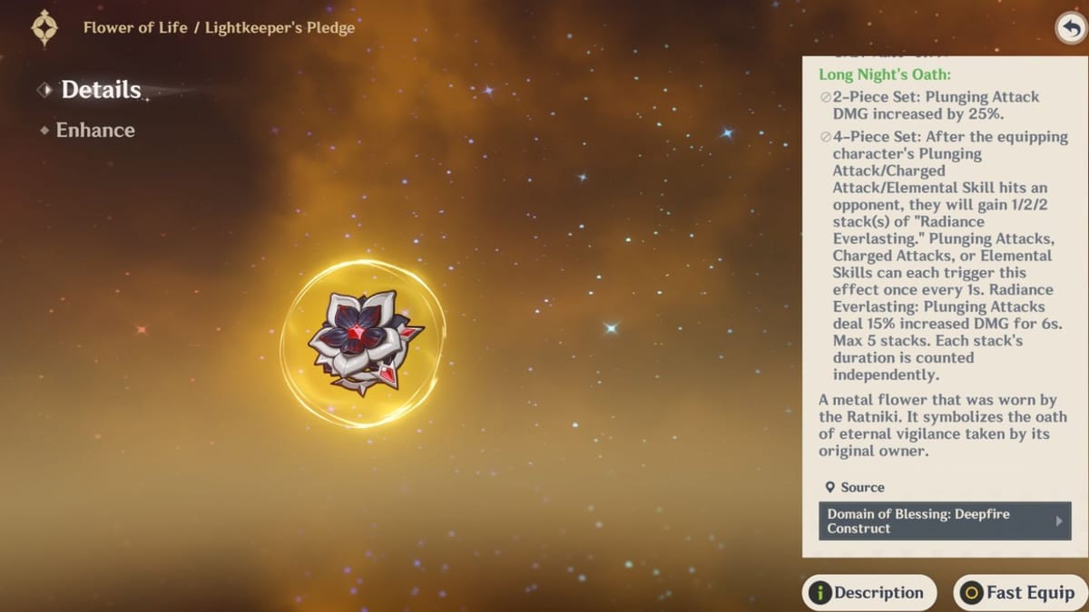 Is Long Night's Oath set worth farming for Xiao in Genshin Impact?