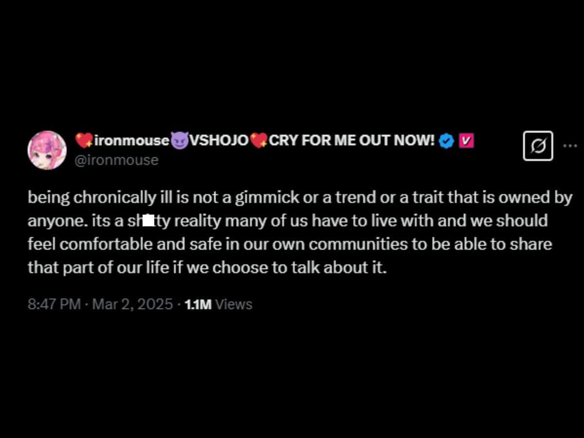 "It's a sh**ty reality": VTuber Ironmouse slams those calling her ...