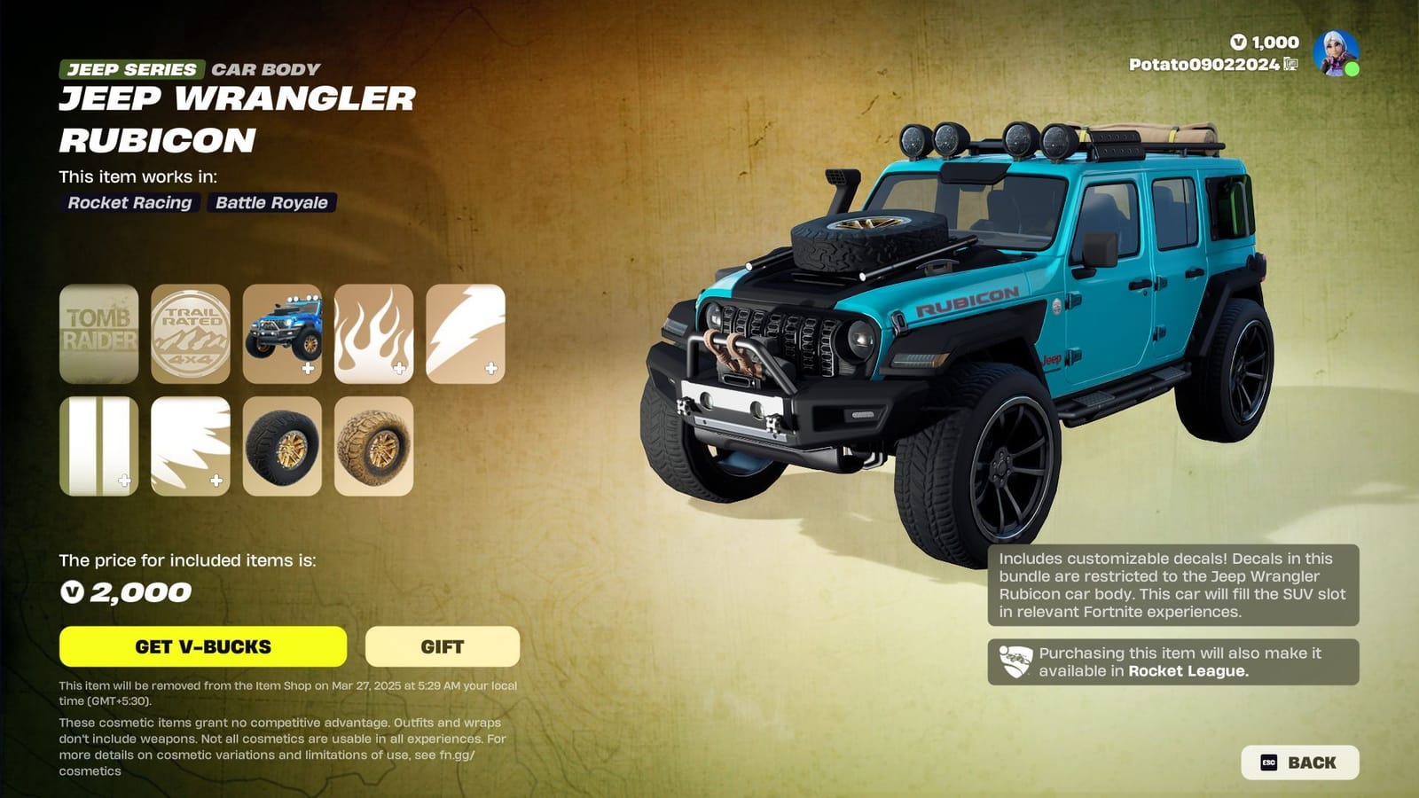 How to get the Jeep Wrangler Rubicon skin in Fortnite