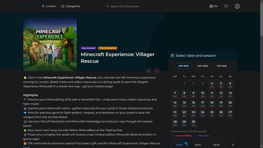 Minecraft Experience London: Location, date, cape, and more