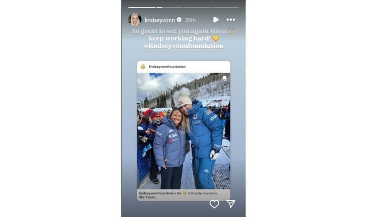 Lindsey Vonn reacts to signing an autograph on forehead of her special ...