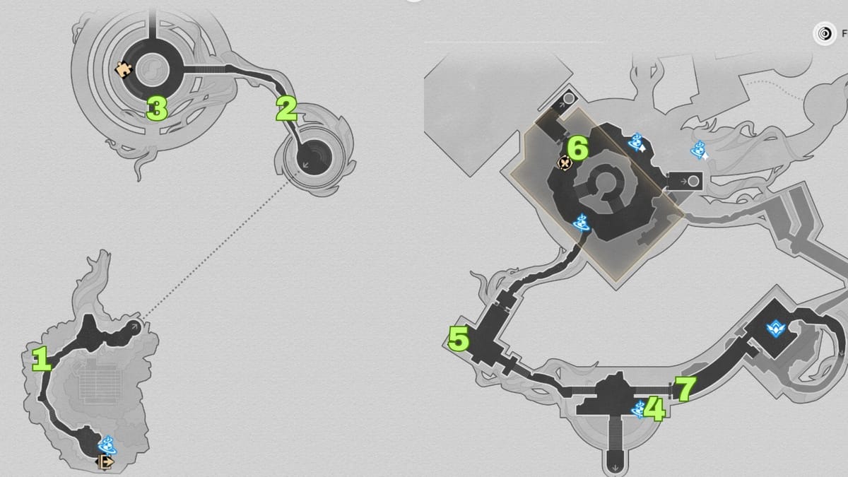 Honkai Star Rail Murmuring Woods Grove of Epiphany treasure chest locations