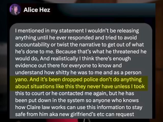 ImAllexx's response to Alice Hez's abuse allegations: What has the ...