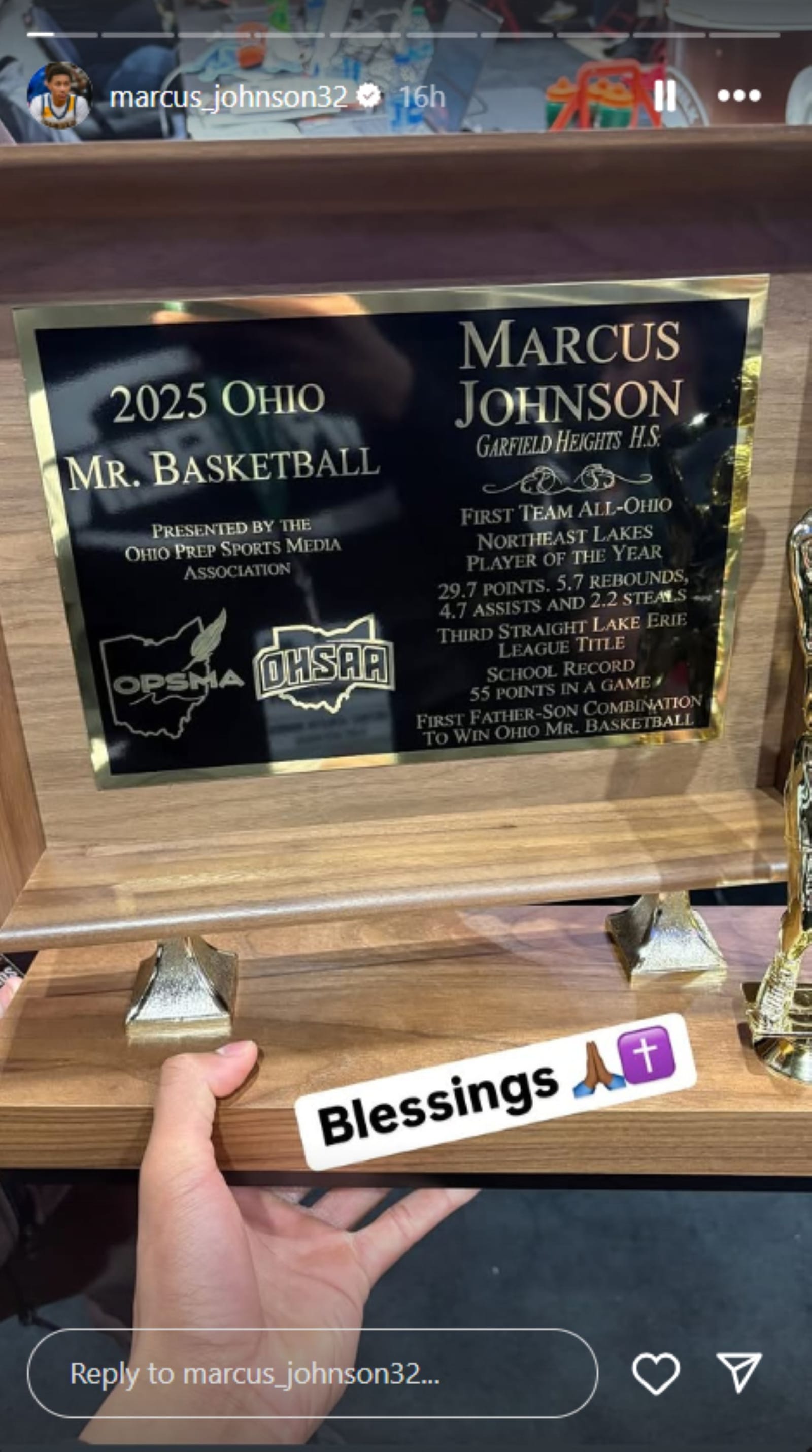 Ohio State commit Marcus Johnson wins back-to-back Gatorade Player of ...
