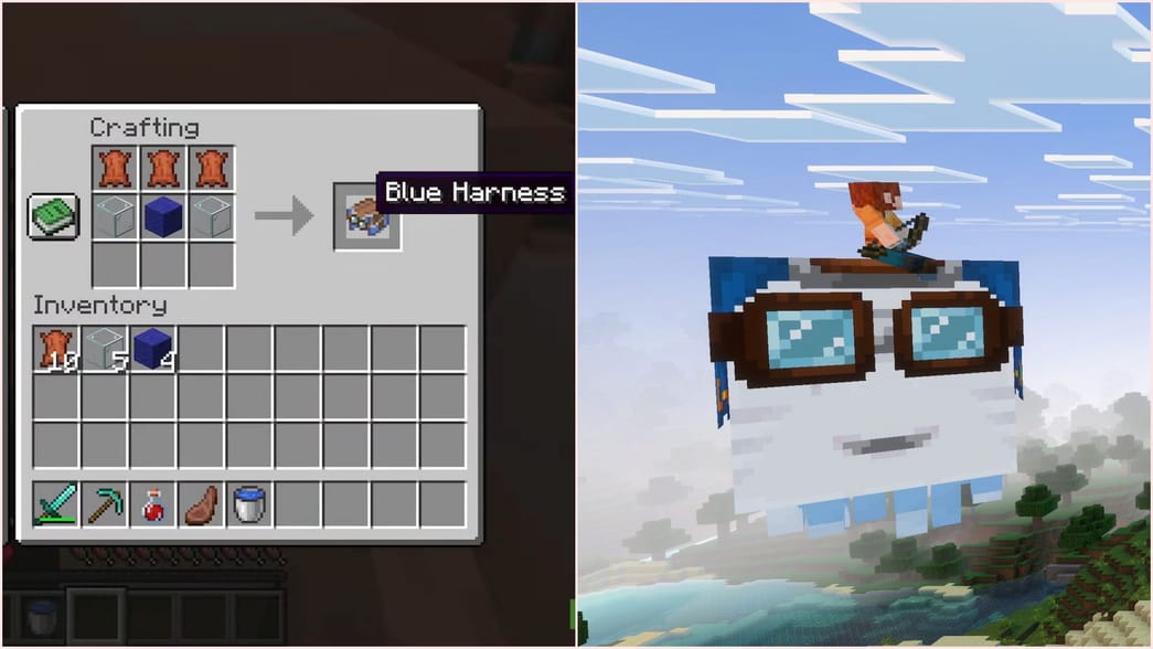 How to ride happy ghast in Minecraft