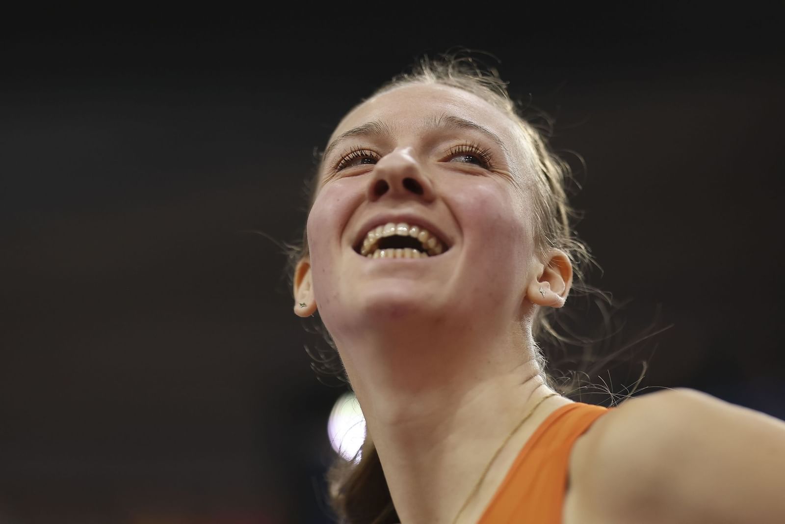 Femke Bol reacts as Netherlands claim five gold medals in front of a massive crowd at the ...