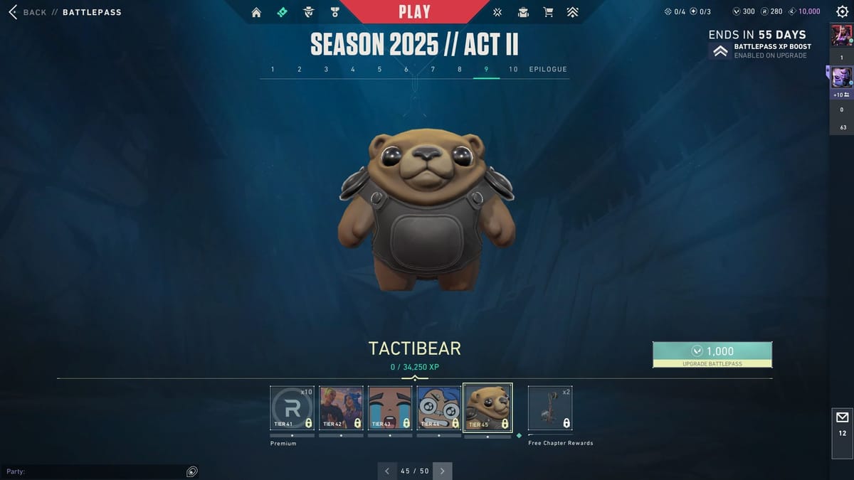 Valorant Season 2025 Act 2: All Battlepass tiers and rewards