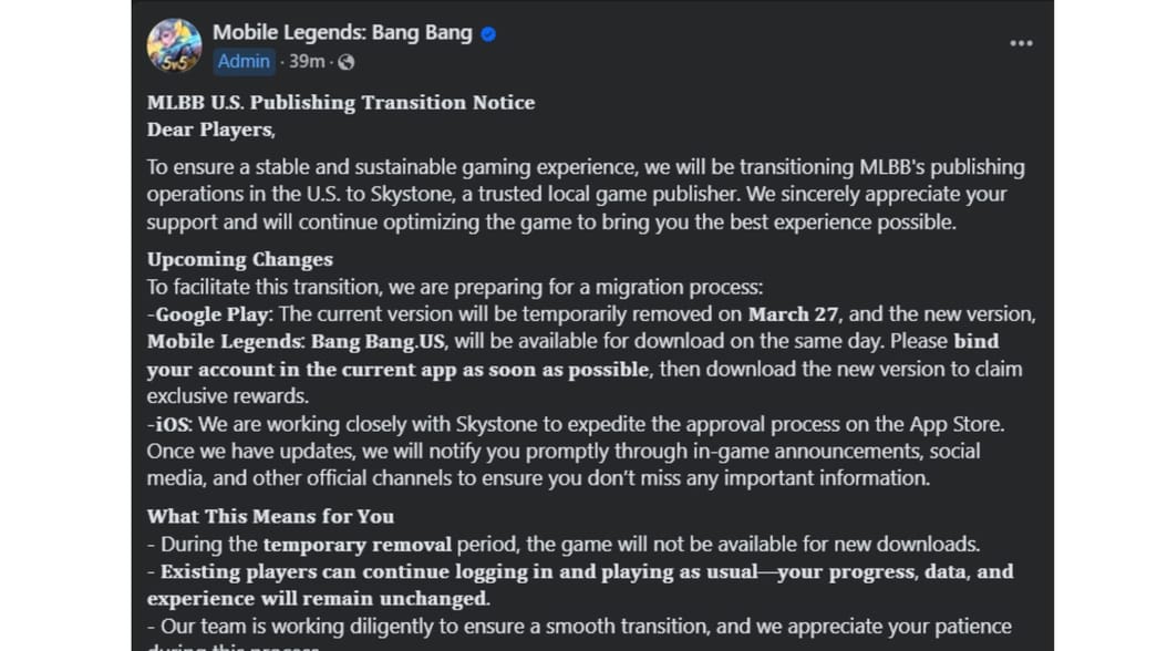 MLBB US operations take massive shift as publisher officially changed