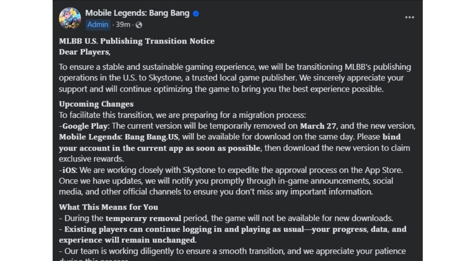MLBB US operations take massive shift as publisher officially changed