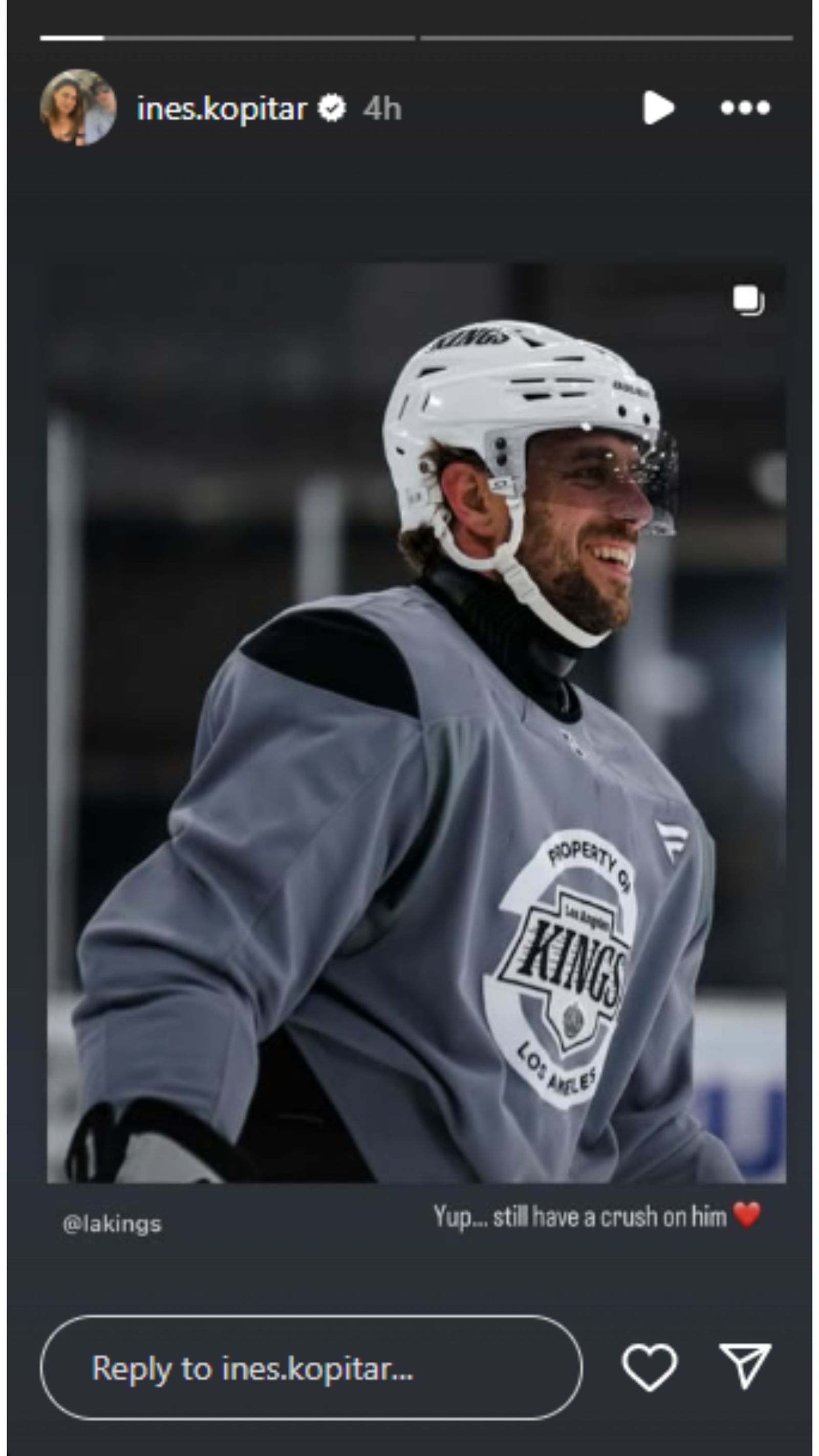 "Yup still have a crush on him": Anze Kopitar's wife Ines melts over LA Kings captain's morning ...