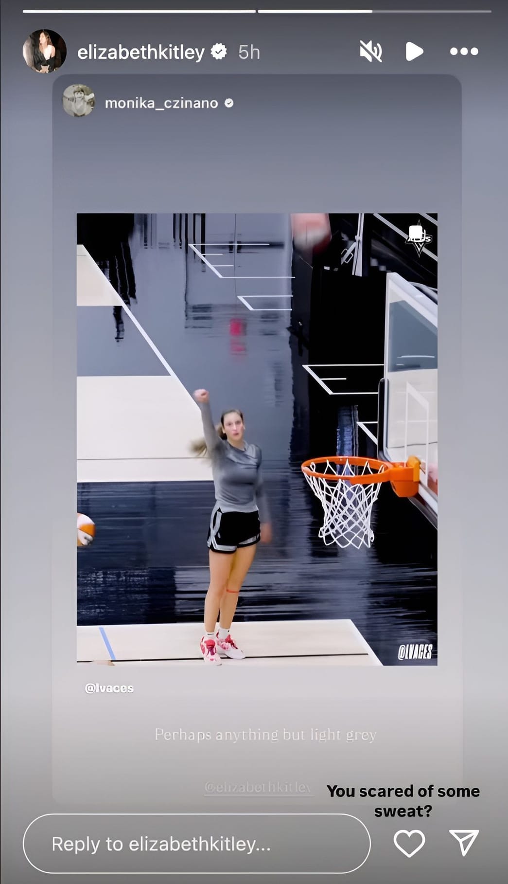 Aces' Elizabeth Kitley drops 5-word reaction for working up a sweat